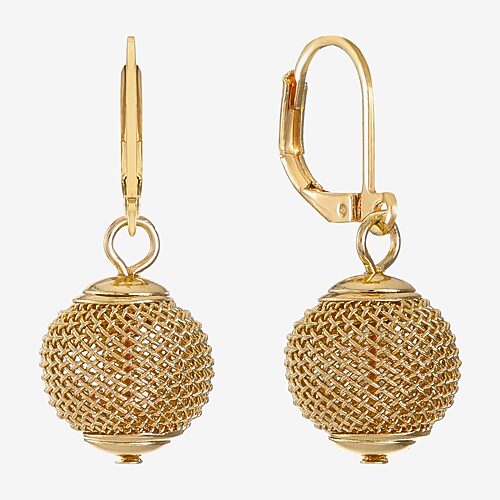 Monet Gold-Tone Mesh Ball Drop Earrings  One Size  Yellow