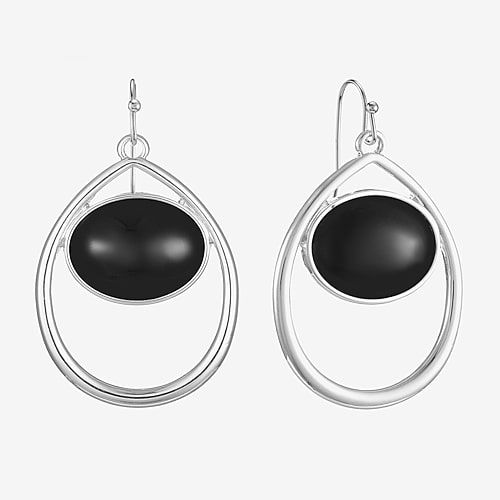 Click here for Liz Claiborne Black Silver-Tone Drop Earrings  One... prices