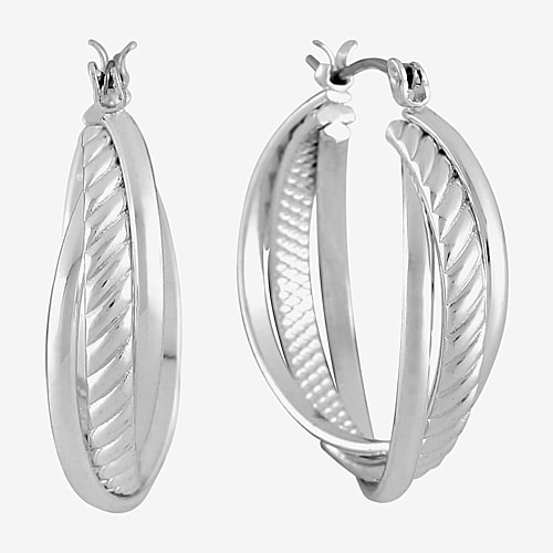 Click here for Liz Claiborne Silver-Tone Textured Hoop Earrings... prices
