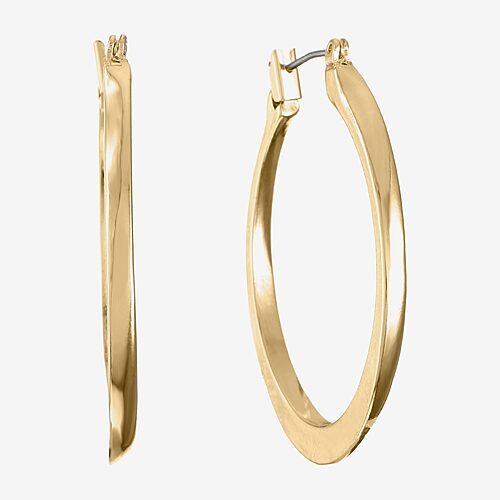 Click here for Monet Gold-Tone Oval Edged Hoop Earrings  One Size... prices