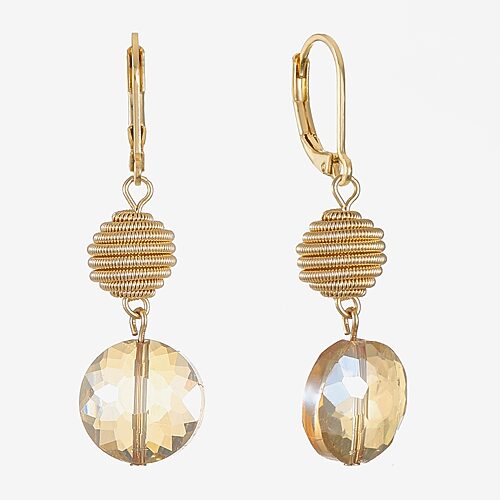 Monet Yellow Stone Gold-Tone Double-Drop Earrings  One Size  Brown