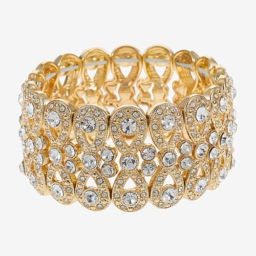 Monet Clear And Goldtone Stretch Bracelet  One Size  Yellow