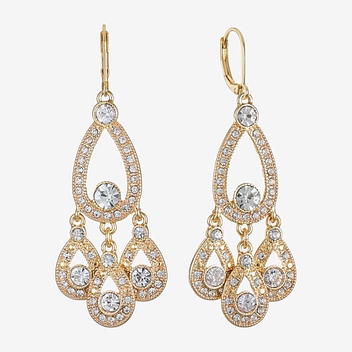 Click here for Monet Jewelry Gold Tone Womens White Chandelier Ea... prices