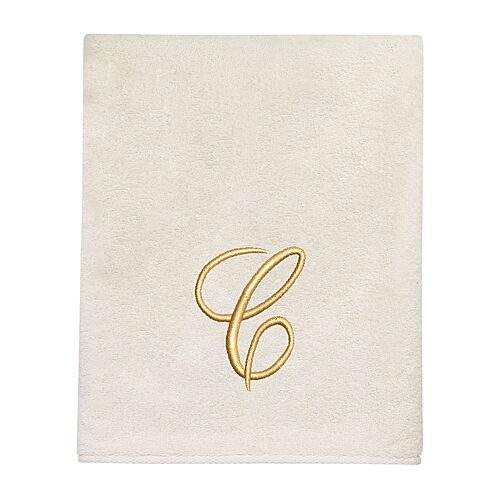 Click here for Avanti Monogram Initial Script Ivory & Gold Bath T... prices