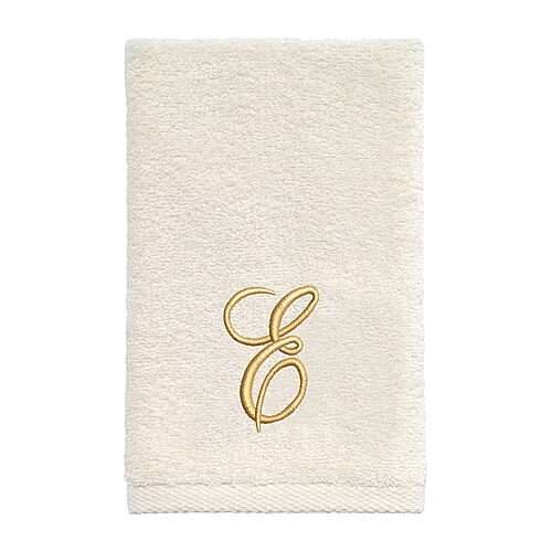 Avanti Monogram Initial Script Ivory & Gold Bath Towel  27 x 52 - E