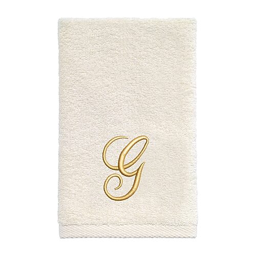 Avanti Monogram Initial Script Ivory & Gold Bath Towel  27 x 52 - G