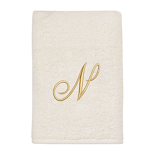 Click here for Avanti Premier Script Monogram Ivory/Gold Bath Tow... prices