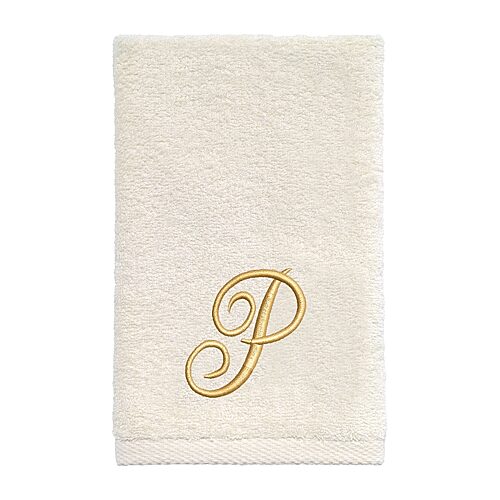 Avanti Monogram Initial Script Ivory & Gold Hand Towel  16 x 30 - P