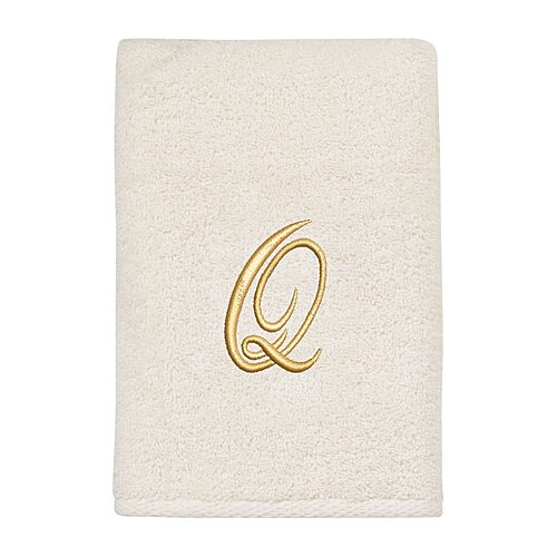 Avanti Monogram Initial Script Ivory & Gold Hand Towel  16 x 30 - Q