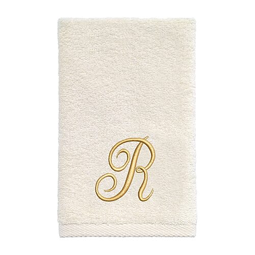 Avanti Monogram Initial Script Ivory & Gold Bath Towel  27 x 52 - R