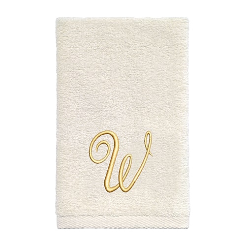 Avanti Monogram Initial Script Ivory & Gold Hand Towel  16 x 30 - W