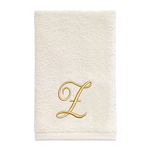 Avanti Monogram Initial Script Ivory & Gold Bath Towel  27 x 52 - Z