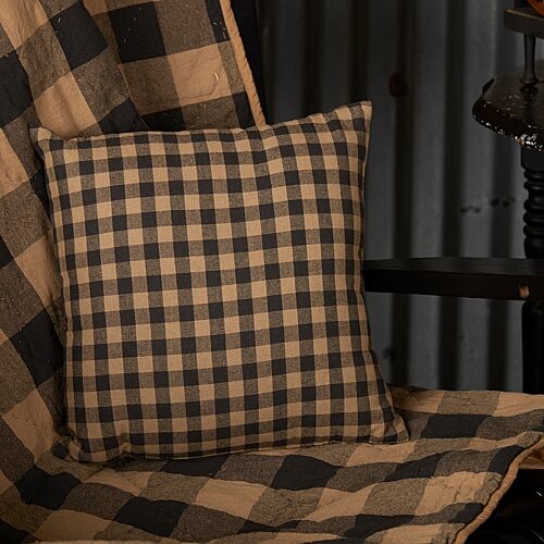 VHC Brands Country Check Square Throw Pillow  One Size  Black