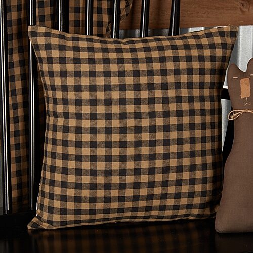 VHC Brands Country Check Square Throw Pillow  One Size  Black