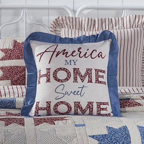 VHC Brands Celebration Square Throw Pillow  One Size  Blue