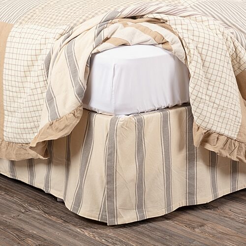 Click here for VHC Brands Vintage Stripe Bed Skirt  One Size  Whi... prices
