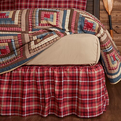 Click here for VHC Brands Harvey Cabin Bed Skirt  One Size  Red prices