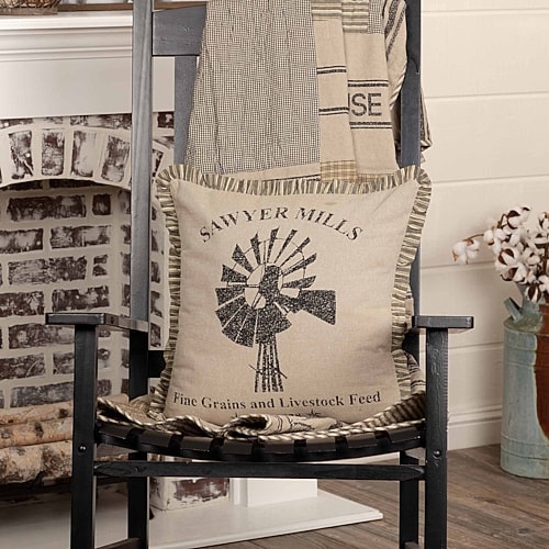 Click here for VHC Brands Miller Farm Windmill 18x18 Throw Pillow... prices