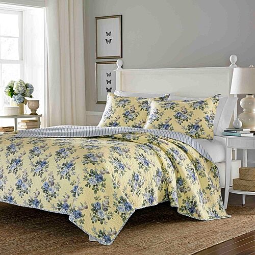 Click here for Laura Ashley Linley Floral Quilt Set  One Size  Ye... prices
