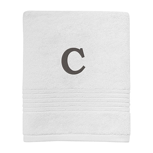 Avanti Block Monogram Initial Cotton Hand Towel  16 x 30 - White C