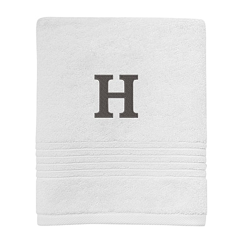 Avanti Block Monogram Initial Cotton Hand Towel  16 x 30 - White H