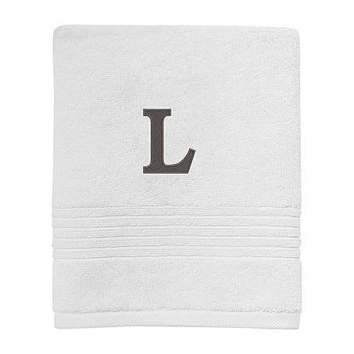Avanti Block Monogram Initial Cotton Hand Towel  16 x 30 - White L