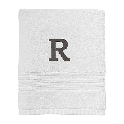 Avanti Block Monogram Initial Cotton Hand Towel  16 x 30 - White R