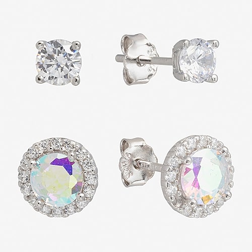 Click here for Silver Treasures Stud Womens Cubic Zirconia Sterli... prices
