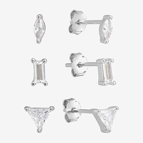 Click here for Silver Treasures Stud Womens Cubic Zirconia Sterli... prices