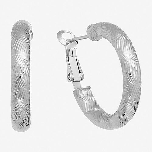 Click here for Silver Reflections Hatch Textured Womens 25mm Hoop... prices