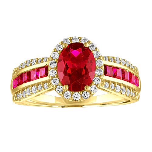 Click here for Womens Lab Created Red Ruby 10K Gold Cocktail Ring... prices