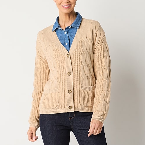 Click here for St. Johns Bay Womens V Neck Long Sleeve Button Car... prices