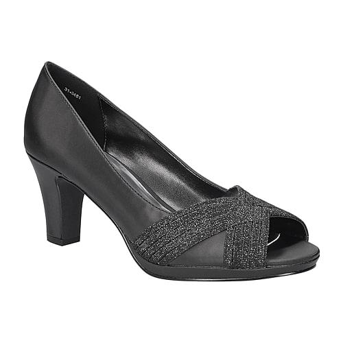 Easy Street Womens Lavish Platform Pumps - Black Satin