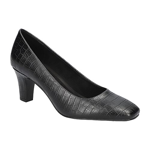 Easy Street Womens Poet Square Toe Pumps - Black Croco