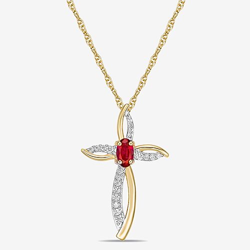 Click here for Womens Diamond Accent Gemstone 10K Gold Cross Pend... prices