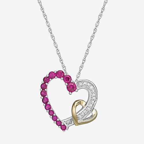Click here for Womens Lab Created Red Ruby 10K Gold Over Silver H... prices