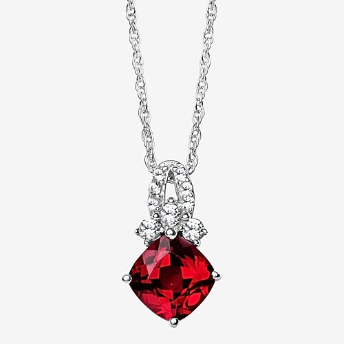 Click here for Womens Lab Created Ruby Sterling Silver Pendant Ne... prices