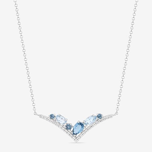 Click here for Womens Blue Topaz Sterling Silver 18 Inch Chevron... prices
