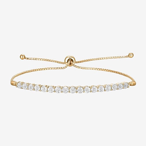 Click here for 1/10 CT. T.W. Natural White Diamond Bolo Bracelet... prices