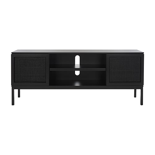Click here for Zadie 1 Shelf Rattan Media Stand - Black prices