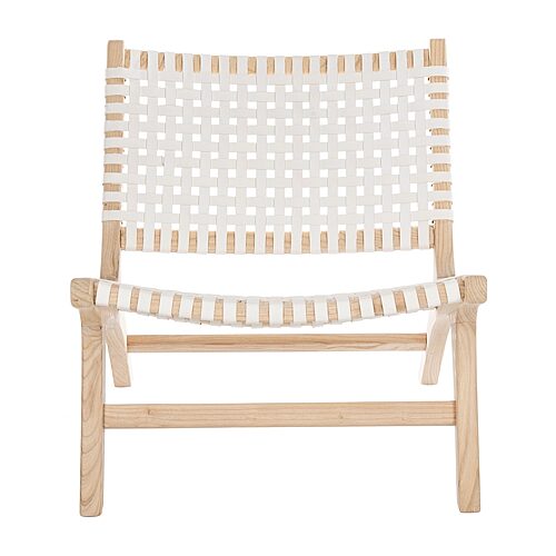 Click here for Luna Leather Woven Accent Chair - White / natural prices