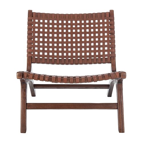 Click here for Luna Leather Woven Accent Chair - Cognac / brown prices