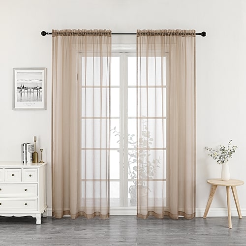 Click here for Crystal Sheer Rod Pocket Sheer Set of 2 Curtain Pa... prices