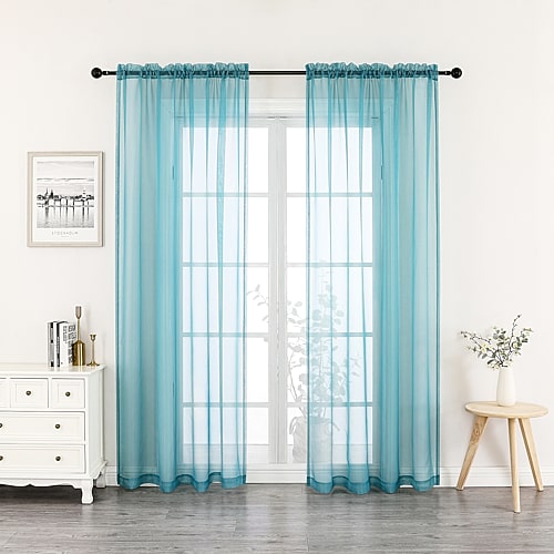 Click here for Crystal Sheer Rod Pocket Sheer Set of 2 Curtain Pa... prices