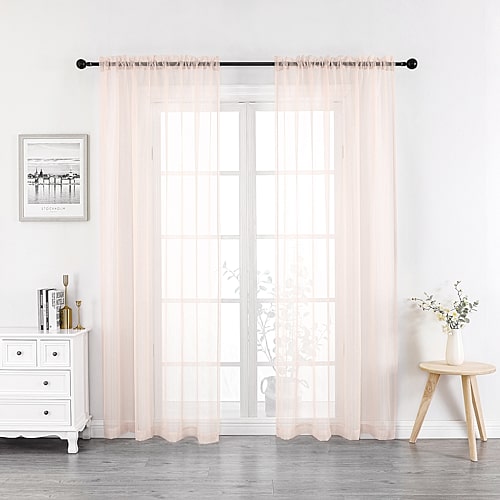 Click here for Crystal Sheer Rod Pocket Sheer Set of 2 Curtain Pa... prices