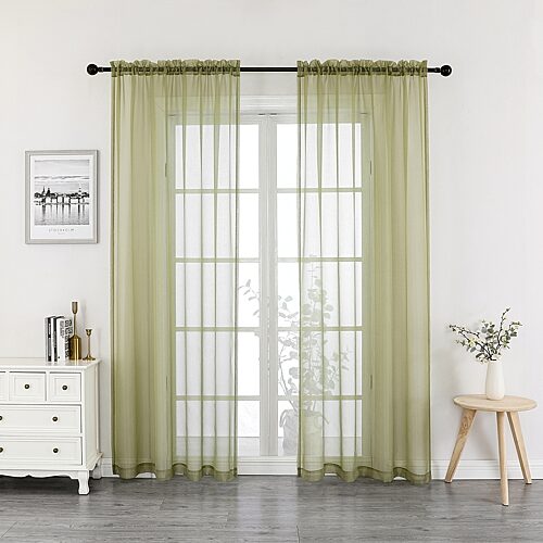 Click here for Crystal Sheer Rod Pocket Sheer Set of 2 Curtain Pa... prices