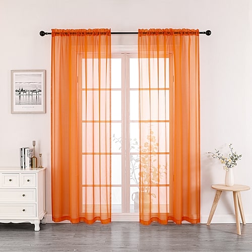 Click here for Crystal Sheer Rod Pocket Sheer Set of 2 Curtain Pa... prices