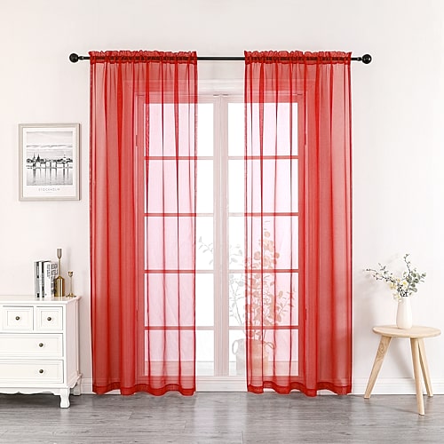 Click here for Crystal Sheer Rod Pocket Sheer Set of 2 Curtain Pa... prices