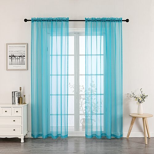 Click here for Crystal Sheer Rod Pocket Sheer Set of 2 Curtain Pa... prices
