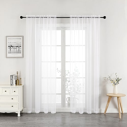 Click here for Crystal Sheer Rod Pocket Sheer Set of 2 Curtain Pa... prices